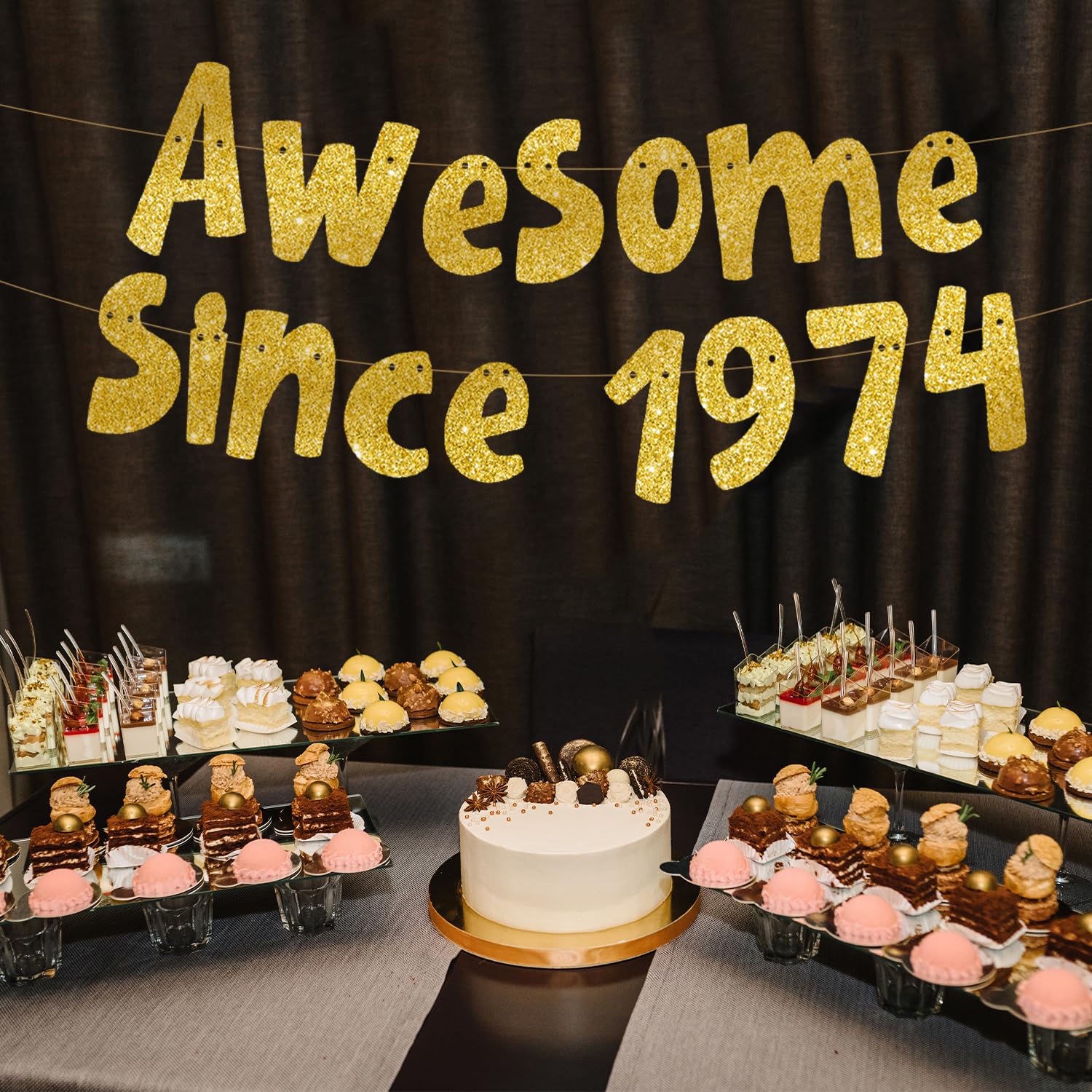 Awesome Since 1974 Gold Glitter Banner, 50th Birthday Decorations Men Women, 50th Anniversary Decorations, 50th Birthday Banner