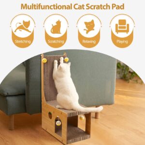 YEMOO ​Cat Scratcher, Cat Scratching Board, L Shaped Vertical Cat Scratcher for Wall and Couch Protection, Cat Scratching Board with 4 Cat Ball Toys for Indoor Cats