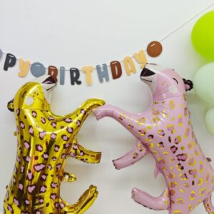 2PCS pink cheetah birthday decorations Leopard Foil Balloons jungle safari animal balloons print party decorations Mylar Balloon For Jungle Safari Theme Kids Baby Shower Birthday Party Decorations