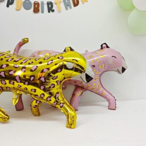 2PCS pink cheetah birthday decorations Leopard Foil Balloons jungle safari animal balloons print party decorations Mylar Balloon For Jungle Safari Theme Kids Baby Shower Birthday Party Decorations