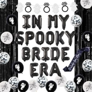 in my spooky bride era bachelorette party decoration black in my spooky bride era balloon banner diamond ghost garland black foil curtain bride to be sash for bridal shower engagement wedding supplies