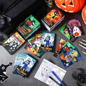 Cholemy 100 Pcs Halloween Coloring Book Mini Coloring Books Holiday Small Coloring Books Party Favors Party Supplies Goodie Bags Stuffer Birthday