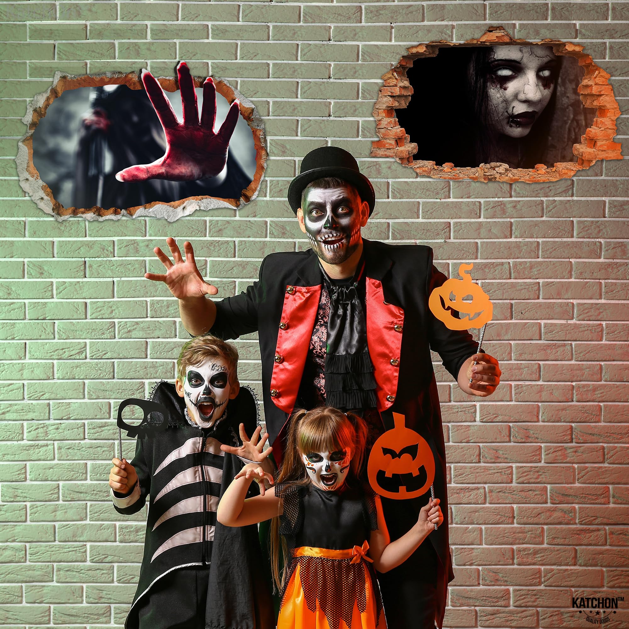 KatchOn, 3D Halloween Wall Decals - Large 24 Inch, Pack of 2 | Scary 3D Halloween Wall Stickers, Halloween Decorations Indoor | Halloween Stickers, Halloween Wall Decorations | Halloween Decorations