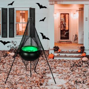 EBaokuup 12.5'' Halloween Witches Cauldron on Tripod-Large Witches Cauldron with Lights Mesh-Halloween Decorations Outdoor-Witches Bowl Candy Bucket for Porch Yard Decor Halloween Cosplay Makeup Party