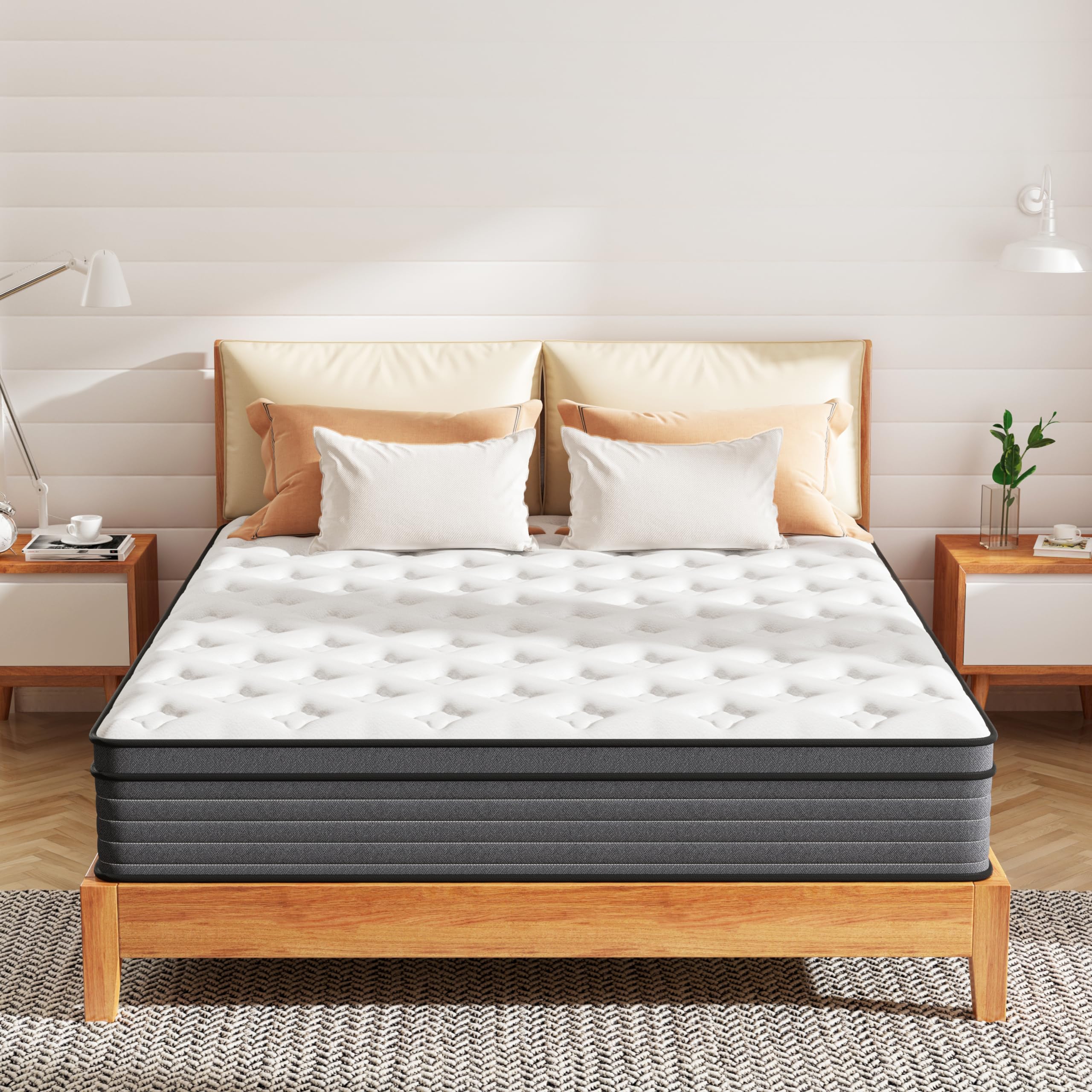 Vantovis Full Mattress,10 Inch Hybrid Mattress in a Box,Gel Memory Foam and Individual Pocket Spring,Medium Firm Edge Support Back Pain Relief & Cooling Motion Isolation & Silent Sleep