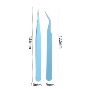 Stainless Steel Stickers Tweezers, Scrpabooking Tape Sticker Tweezers Journal Tool Tweezers for Beads, Sequins DIY Crafts(Elbow,blue)