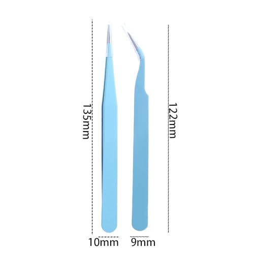 Stainless Steel Stickers Tweezers, Scrpabooking Tape Sticker Tweezers Journal Tool Tweezers for Beads, Sequins DIY Crafts(Elbow,blue)