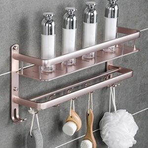 towel racks towel rack towel rail bath towel shelf bathroom towel rack shelf with multi towel bar, double wall-mounted towel holder rails with hooks-pink/60cm bathroom decor towel rack-pink-40cm(40cm)