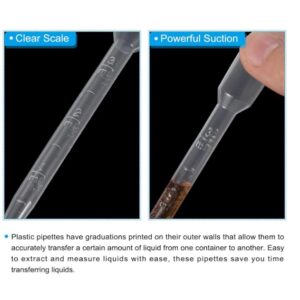 Disposable graduated plastic pipettes for scientific experiments, essential oils, cosmetic tools, DIY art (200pc)