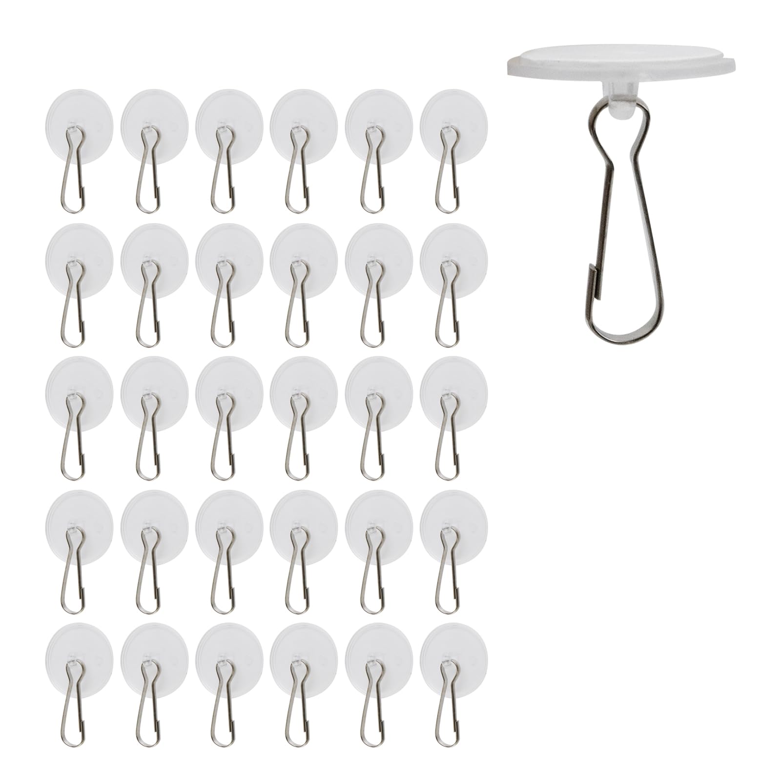 FarBoat 30Pcs 1.18In Self-Adhesive Ceiling Hooks with 1.02In Binding Rings, Transparent Seamless Wall Hooks for Christmas Party Wedding Birthday Decoration