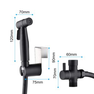 Handheld Bidet Sprayer for Toilet, Stainless Steel Metal Made Baby Cloth Diaper Spraying Kit, Bathroom Toilet Bidet Attachment Set for Bathing Pets and Feminine Hygiene, Matte Black