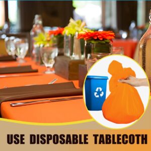 FULDGAENR Orange Plastic Tablecloth, Disposable Orange Table Cloths Plastic 54x108 Inch Size for 6-8 Foot Rectangle Table Indoor/Outdoor Parties Birthdays Weddings Anniversary - 1 Pack, Orange