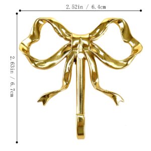 BinaryABC Gold Bow Wall Hooks Brass Coat Hooks Kitchen Hook Towel Hook Clothes Hook Key Holder Hat Hooks,65mm