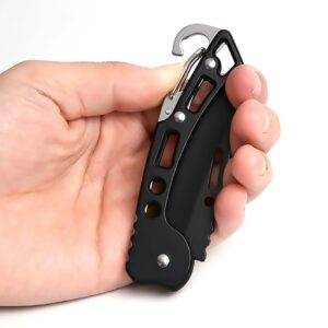 Gerderk 4 Pack Folding Pocket Knife, Pocket Knife with Chain, Only 2.5 in. Blade - EDC Knife for Camping Hiking Fishing for Men and Women (Black)