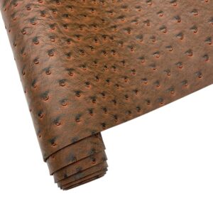 12x54 inch brown ostrich faux leather for upholstery decoration,embossed textured synthetic fabric for diy bows wallet sewing crafts