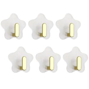 gerderk 6 pack adhesive hooks utility hooks, heavy duty hooks 12 lbs robe towel hooks waterproof adhesive wall hooks for home bathroom kitchen office and living room.