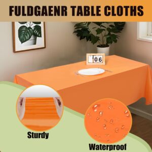 FULDGAENR Orange Plastic Tablecloth, Disposable Orange Table Cloths Plastic 54x108 Inch Size for 6-8 Foot Rectangle Table Indoor/Outdoor Parties Birthdays Weddings Anniversary - 1 Pack, Orange