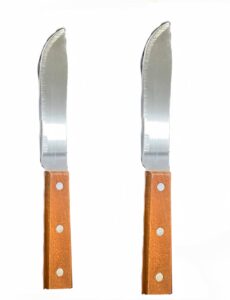 temviey stainless steel kitchen knives with wood handles, 5-inch butcher's knife, set of 2