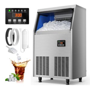 coolski commercial ice maker machine 100lbs/24h, under counter ice maker with 34lbs storage capacity, stainless steel ice machine for restaurant home bar, doe