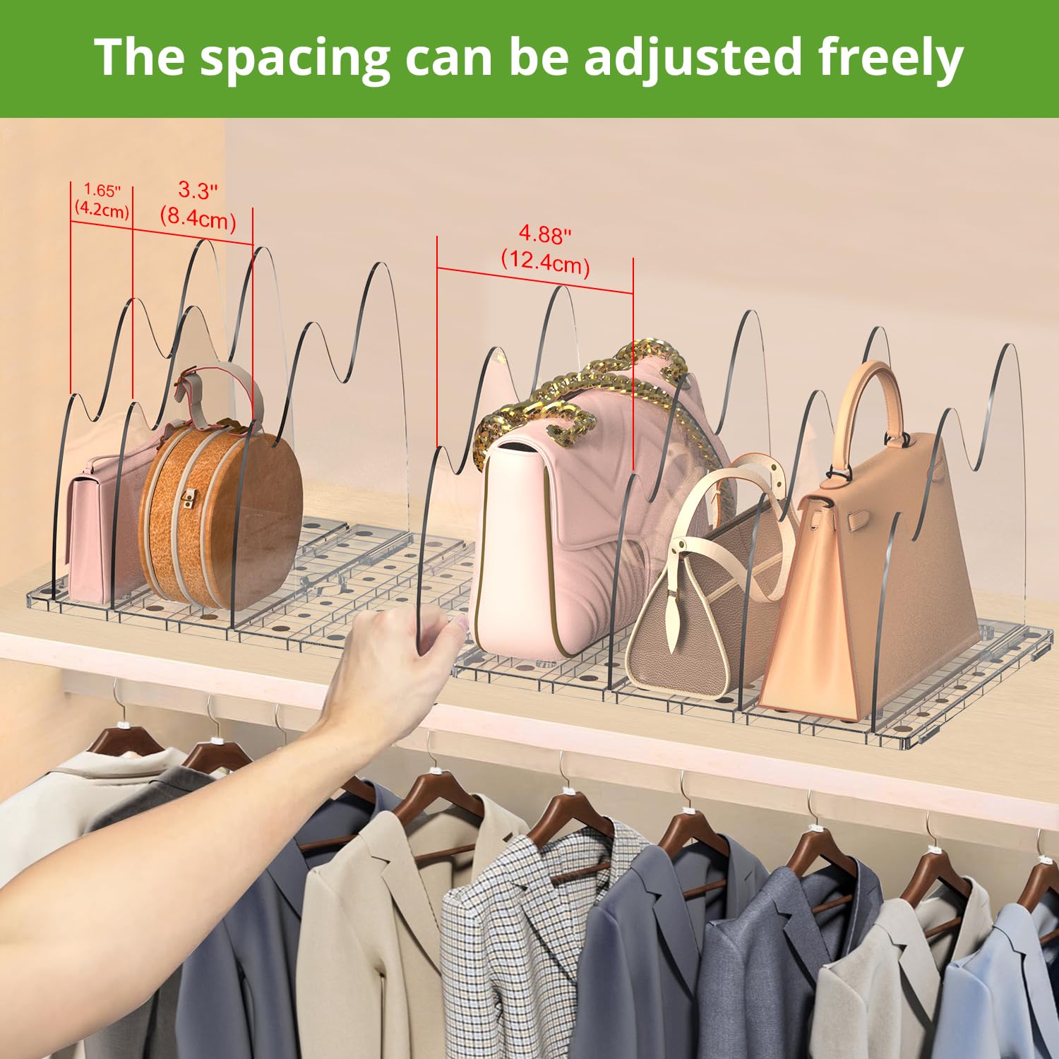 ANTOWIN Purse Organizers for Closet, 8pcs Adjustable Bag Organizer Closet, Handbag Storage Organizer, Closet Purse Organizer, Shelf Divider