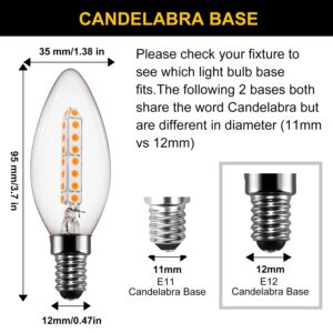 NS Light Bulbs E12 ETL Listed Not Dimmable Candelabra LED Light Bulbs 100W Equivalent，B11 High Brightness Daylight White 5000K，Clear Glass，6 Pack