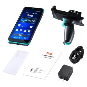 Tera Android 11 Barcode Scanner PDA: with Pistol Grip Wi-Fi 6 Ready Handheld Mobile Computer 6” Full Screen Qualcomm CPU HS7 Scan Engine IP67 Rating 4+64 GB QC 3.0 Fast Charge Inventory Scanner P600