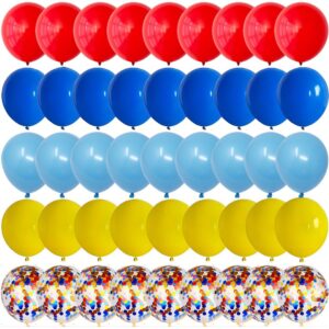 60pcs carnival circus balloon 12 inches red yellow and blue balloons with rainbow confetti balloons for birthday party carnival theme decorations