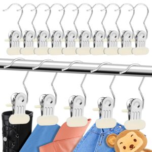 10Pcs Clips for Hanging, Premium Boot Hanger Clips, Portable Clothes Pins Laundry Clips for Pants Socks Boots Dolls, Space-Saving Hook Clips Laundry Hooks for Closet Travel Workout, Single Metal Clips