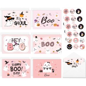 kavoc 36pcs halloween ghost thank you cards with envelopes pink boo ghost pumpkin pattern greeting cards for baby shower halloween party invitation supplies