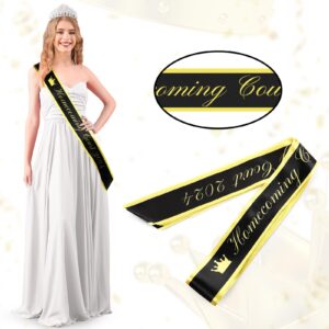 Lasnten 12 Packs Homecoming Court 2024 Sash 72 Inches x 4 Inches Satin Homecoming Sash Bulk for Pageants High School Party Dance Graduation Queen Accessories(Black)