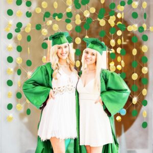 Graduation Party Decorations Green Gold 2024/Green Gold Graduation Decorations/Glitter Gold Green Birthday Party Decorations/St. Patrick’s Day Decorations/2pcs Paper Circle Garlands