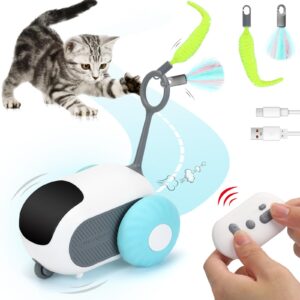 turbo tail 3.0 cat toy, remote control cat toy with 2-speed adjustment, interactive cat toys for indoor cats, rechargeable automatic cat toys, moving cat toy for bored indoor adult cat (blue)