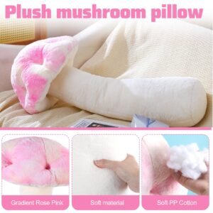 HunnmingRe 39.4'' Mushroom Body Pillow Long Plush Mushroom Shaped Pillow Cute Sleeping Hugging Pillow Stuffed Giant Mushroom Body Pillow for Christmas Birthday Gift Car Sofa Home Decoration