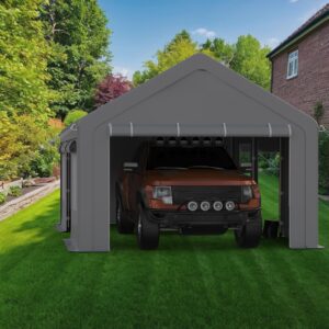 GarveeLife 10x20ft Carport Heavy Duty, Portable Garage with 2 Doors + 4 Window, Upgraded Carport with Reinforced Steel Poles, Uv Resistant Waterproof Tarp, Portable Carport for Car, Truck, Boat