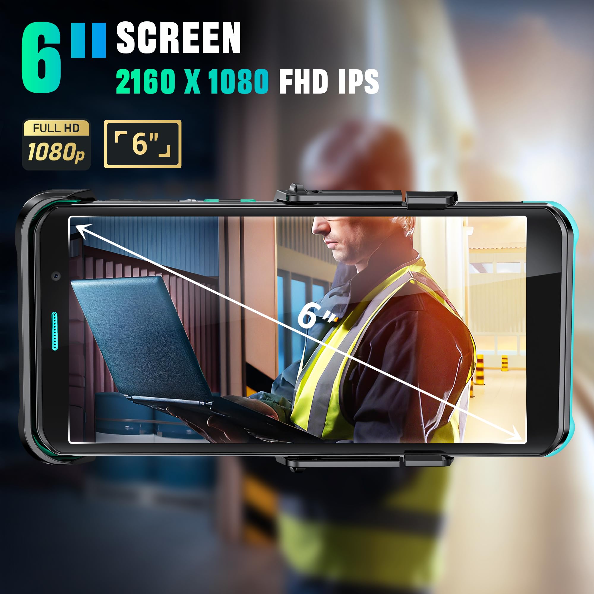 Tera Android 11 Barcode Scanner PDA: with Pistol Grip Wi-Fi 6 Ready Handheld Mobile Computer 6” Full Screen Qualcomm CPU HS7 Scan Engine IP67 Rating 4+64 GB QC 3.0 Fast Charge Inventory Scanner P600