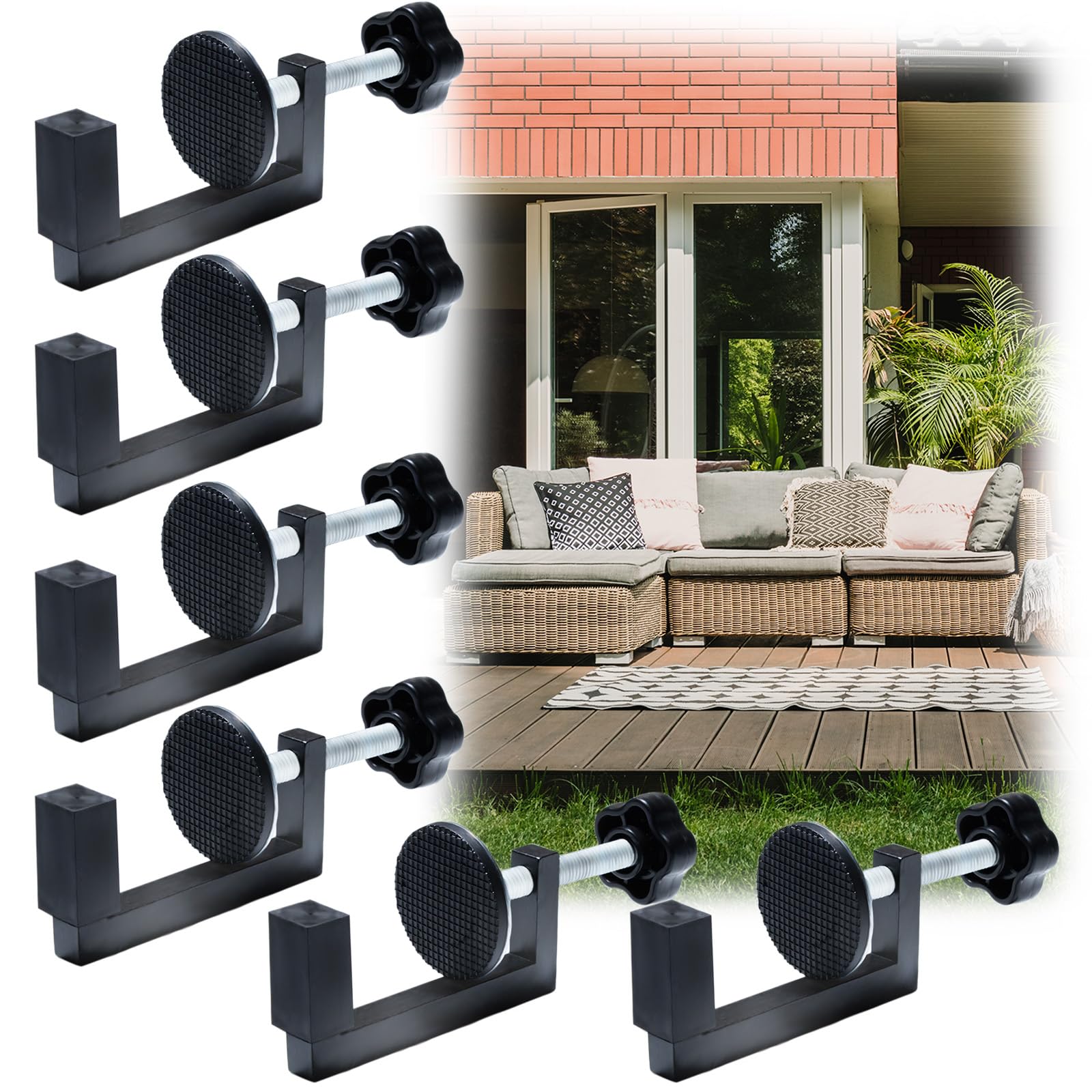 KOMPMP 6 Pcs Patio Furniture Clips - Outdoor Patio Sofas Clips, Adjustable Wicker Rattan Furniture Alignment Connector Sectional Couch Sofa Furniture Clips for Keep Sectional Couch Togethe