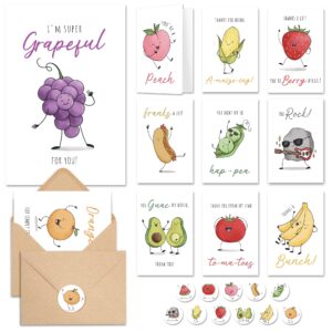 20 funny thank you cards (4"x6") with 20 envelopes & stickers, funny encouragement greeting congratulations cute cards for bestie friend teacher, cartoon cute thank you cards for all occasions