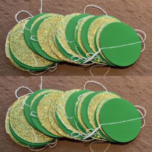 Graduation Party Decorations Green Gold 2024/Green Gold Graduation Decorations/Glitter Gold Green Birthday Party Decorations/St. Patrick’s Day Decorations/2pcs Paper Circle Garlands