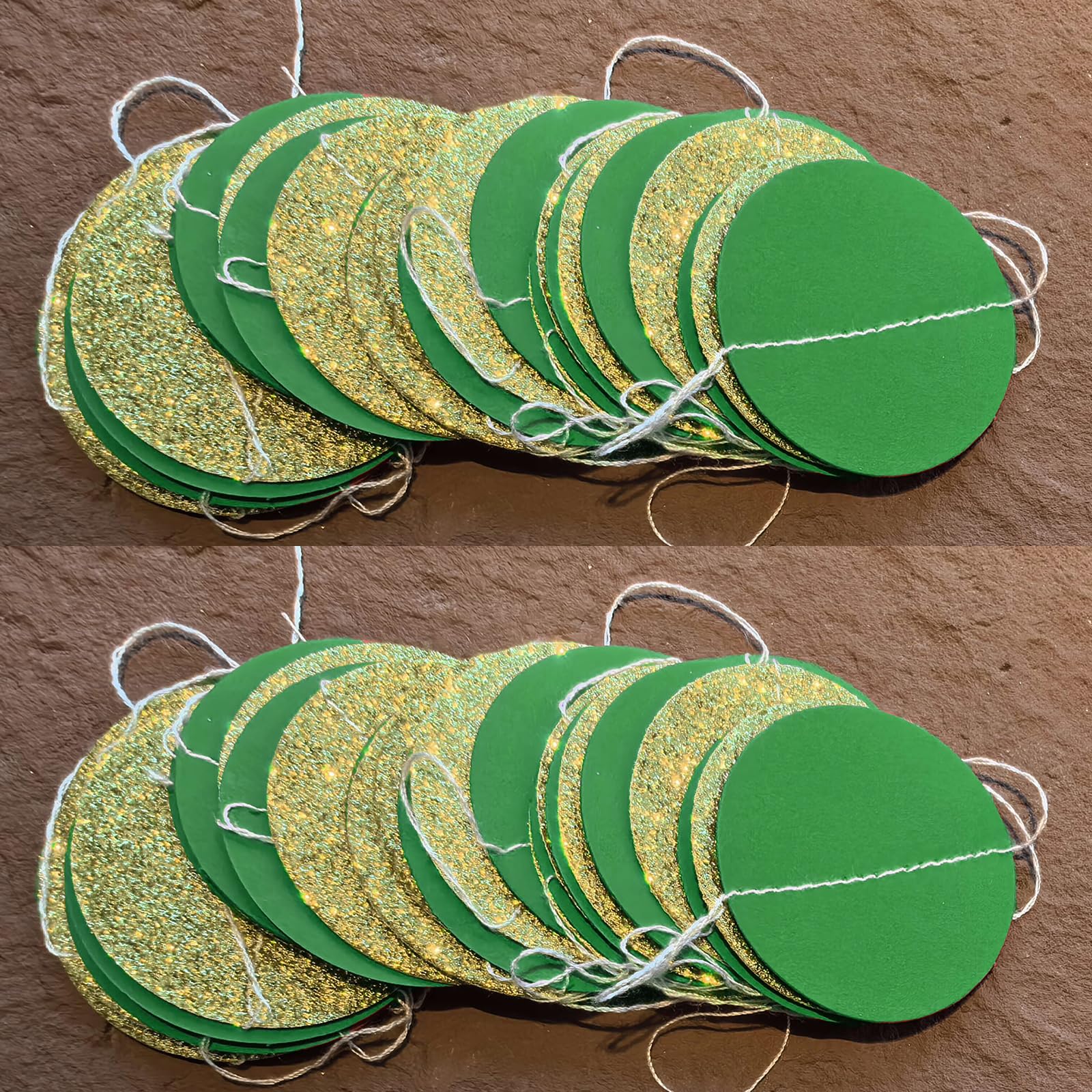 Graduation Party Decorations Green Gold 2024/Green Gold Graduation Decorations/Glitter Gold Green Birthday Party Decorations/St. Patrick’s Day Decorations/2pcs Paper Circle Garlands