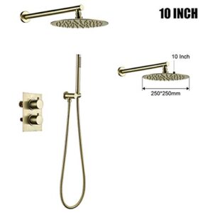 SYLKWOR Bathroom Taps, Bathtub Faucets and Shower Heads Shower Set Mixer Valve Function Bathtub Mixer Taps Hot and Cold Wall Mounted Bathroom Shower Faucet with Hand Interestilife/10 inch