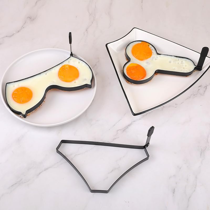 3 Pcs Funny Egg Ring for Frying Eggs, Stainless Steel Non-Stick Egg Fryer Mold Cooker Circles for Cooking, Egg Poacher Kitchen Gadgets, Egg Shaper Pancake Mold, Naughty Gag Gifts Adult Men Women