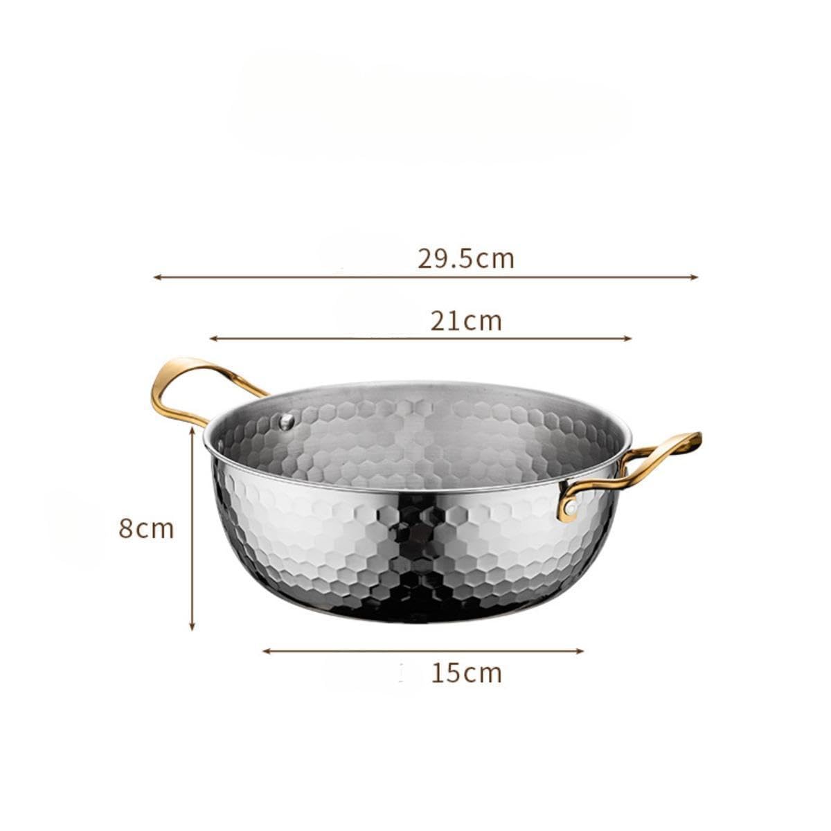 Fenteer Korea Ramen Pot Seafood Pot Double Ear Stockpot Kitchen Cookware Korean Instant Noodle Pot Kimchi Soup Pot for Picnic Camping, Silver 20cm