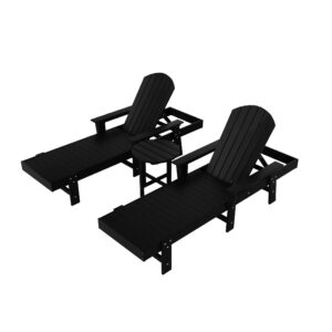 westintrends dylan 3 piece adirondack poly reclining chaise lounge with arms