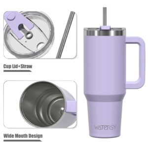 40 oz Tumbler with Handle,Tumbler with Lid and Straw,Double Wall Insulated Cup Stainless Steel Travel Mug(Cold for 34 Hours),Water Bottle for Iced Tea,Coffee,Cold Beverages(Purple)