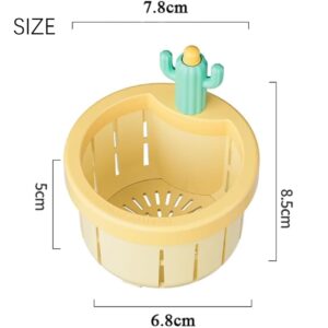 Cactus Kitchen Sink Drain Strainer - Press Automatic Dumping Basket,Multi-Functional Cactus Sink Draining Basket,for Kitchen Sinks, Bathtubs, and Showers (2pcs /green+yellow)