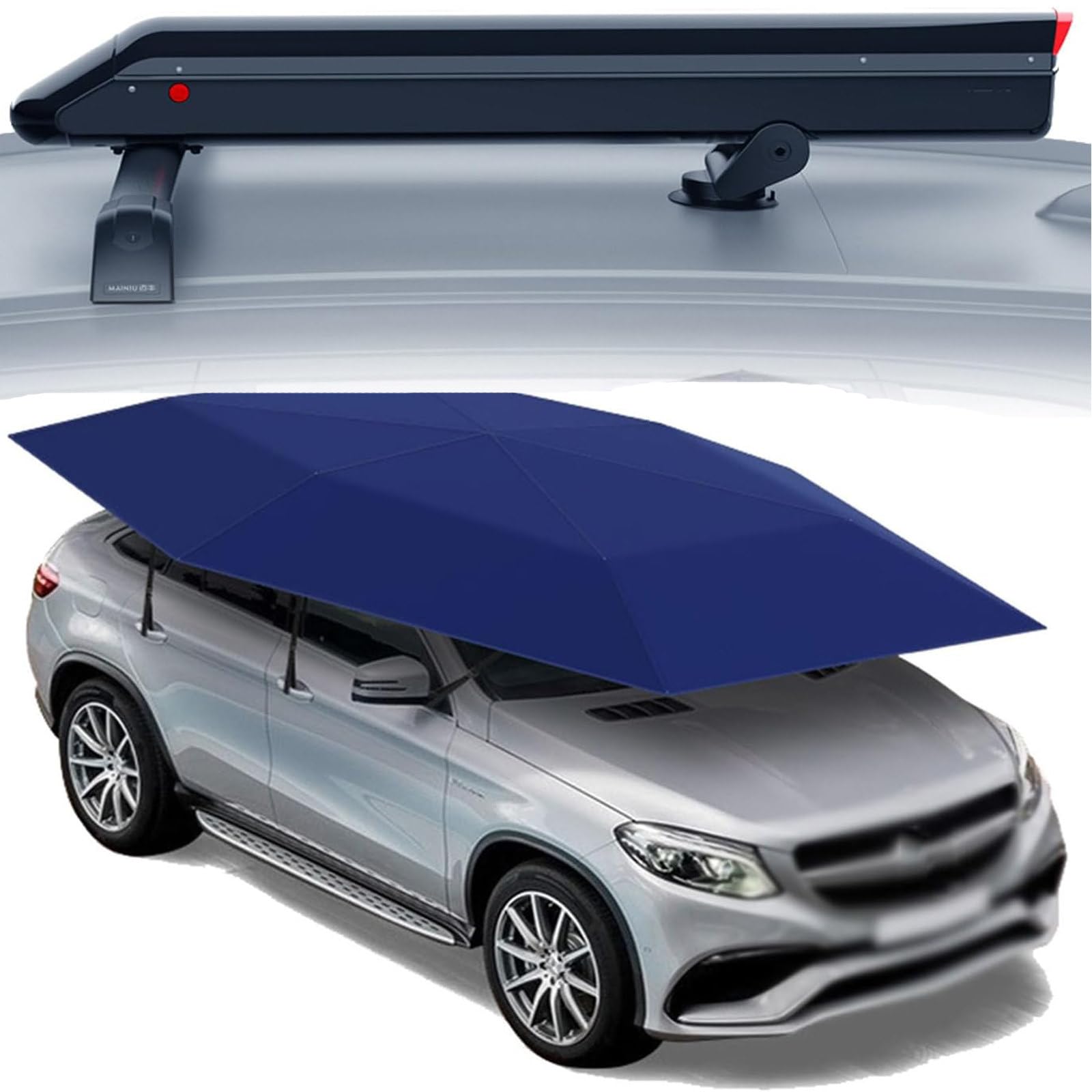 JJENXYYDS Fully-automatic Carport,Tent Movable Carport,Folded Portable Automobile Protection Car Umbrella Canopy,for Outdoor Tent,Remote Control Automatic,navyblue-4.9 * 2.3m