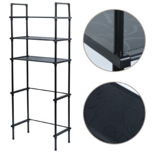 PTMTFYL Over The Toilet Storage Shelf, 3 Tier Storage Cabinet Over Toilet, Behind Toilet Shelf, Above Toilet Storage Rack, Bathroom Organizer Freestanding Toilet Shelf Space Saver (Black)