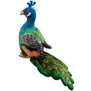 popotato realistic peacock plush -9.84'' blue peacock stuffed animal - plushy and squishy pillow toy - cute plushie toys gift for boys and girls