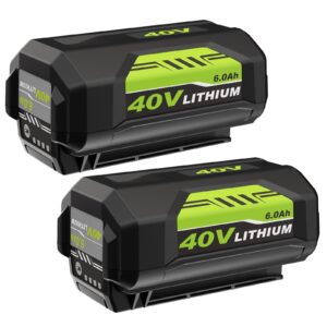 2pack 6.0ah op4026 replacement for ryobi 40v battery high capacity compatible with all ryobi 40volt lithium-ion batteries op4060a1 op40601 op4075a op4050a op4026a op40201 op4040 op401 power tools