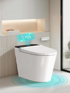 smart toilet with built-in tank & bidet auto open/close foot sensor flush dryer heated seat soft close elongated one-piece design (zy695a)